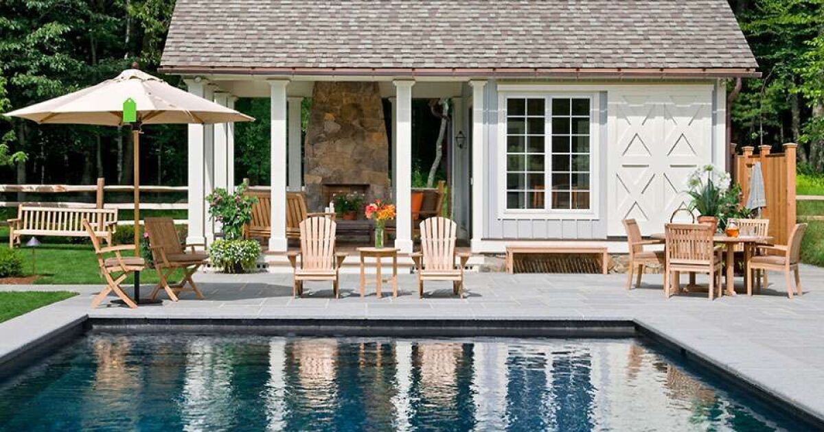 Photos de pool houses piscines - Photo de pool house moderne pour piscine.